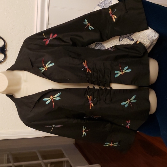 Jackets & Coats | Silk Lined Jacket With Embroidered Dragonflys | Poshmark